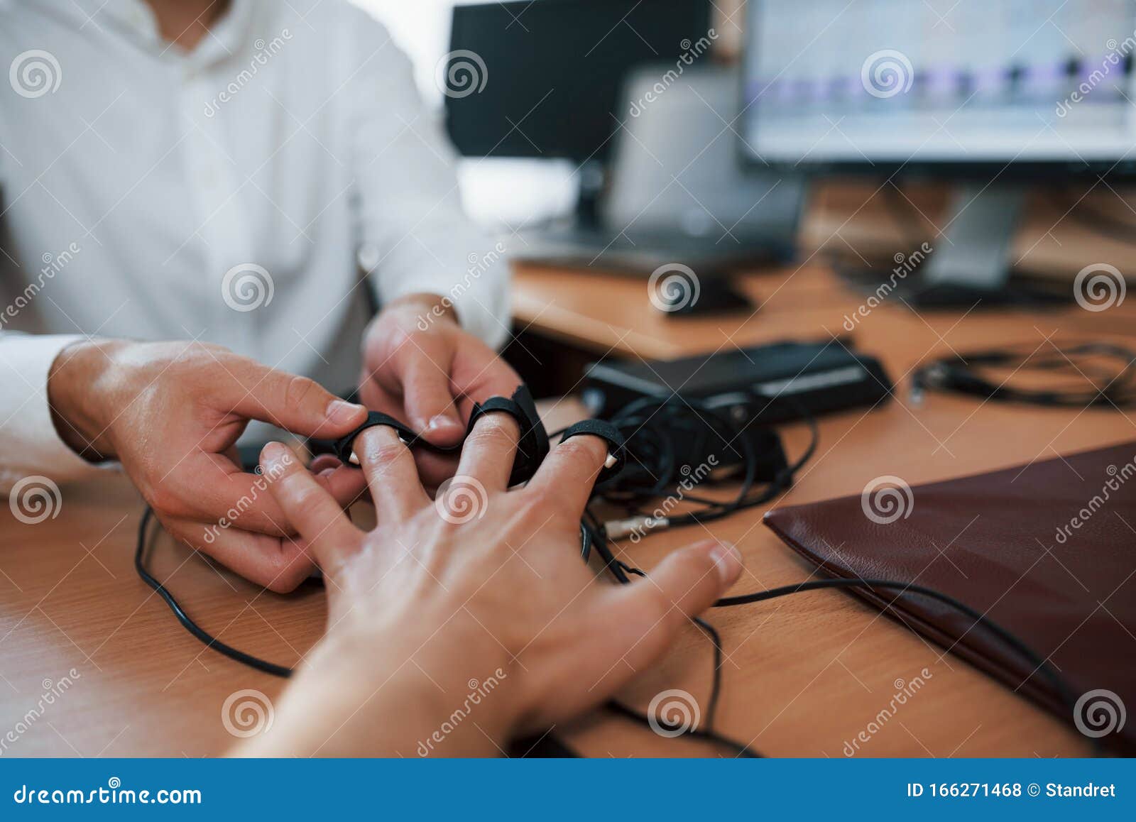 Man's Hand With Polygraph Electrodes Stock Photography | CartoonDealer ...