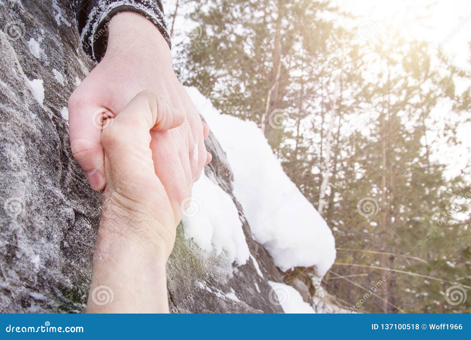 Giving a Helping Hand. Snow in the Mountains Stock Photo - Image of ...