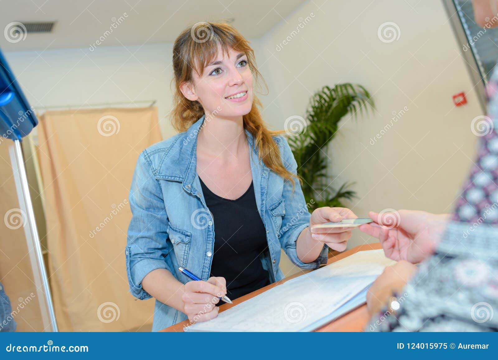 Giving an Identification Card Stock Image - Image of ballot, building ...