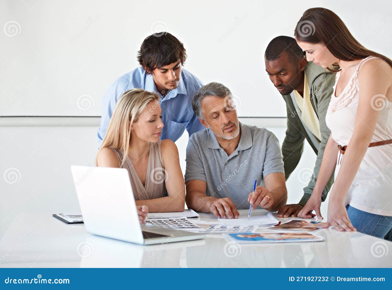 Giving Input into an Important Project. Five Colleagues Working on an ...