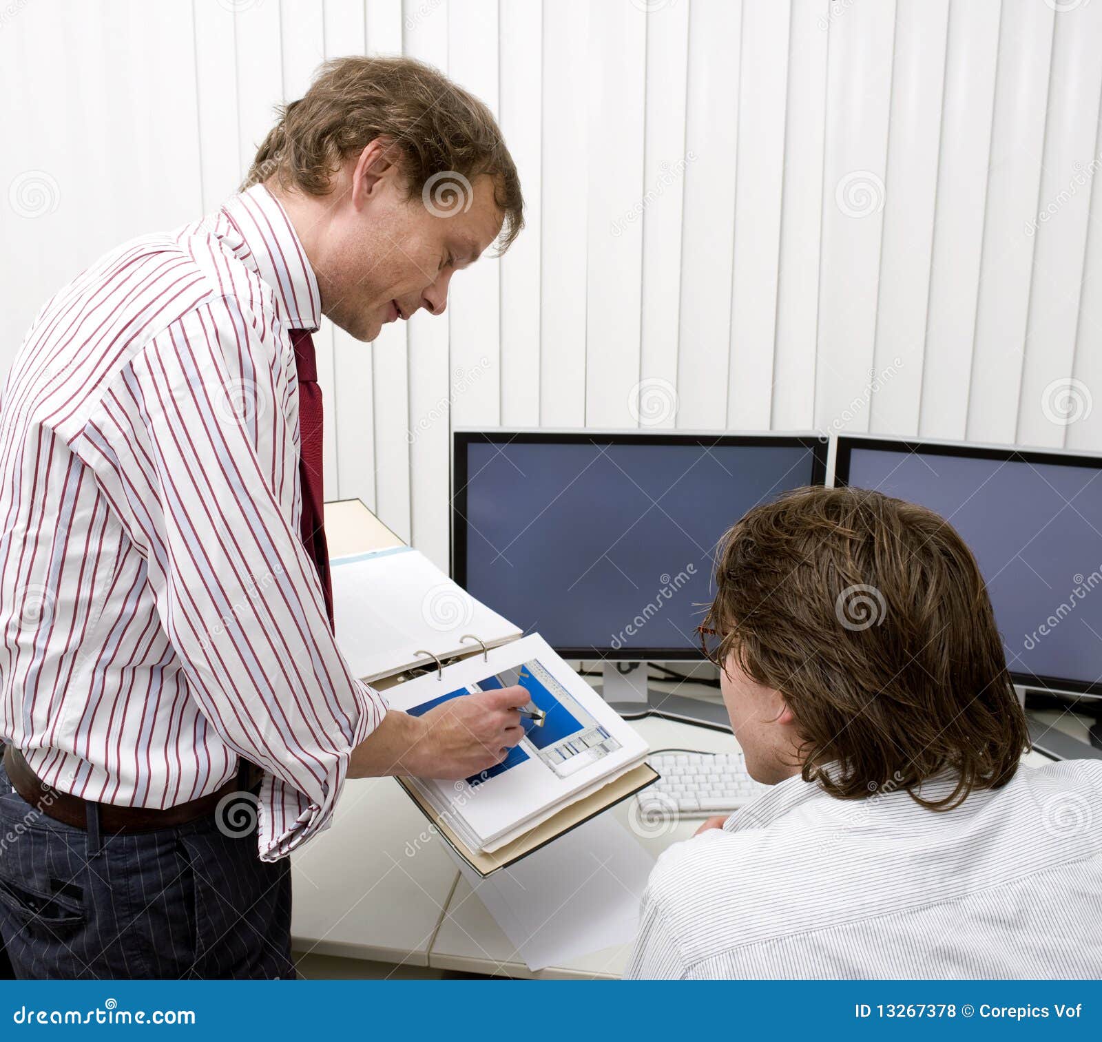 Giving instructions stock photo. Image of coffee, drawings - 13267378