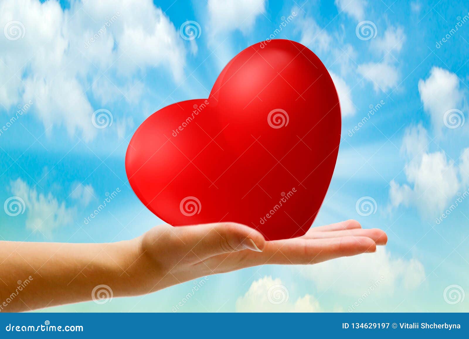 Giving Love and Care on Light Blue Sky Background Stock Image - Image ...