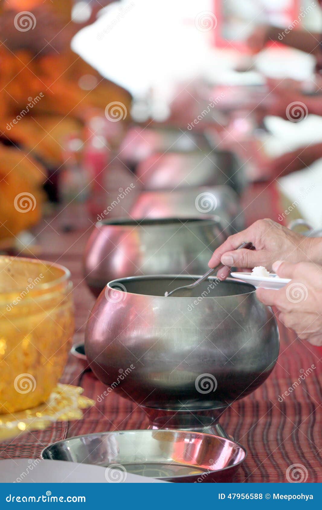 Giving for Monks in Ritual Religion. Stock Photo - Image of ceremony ...