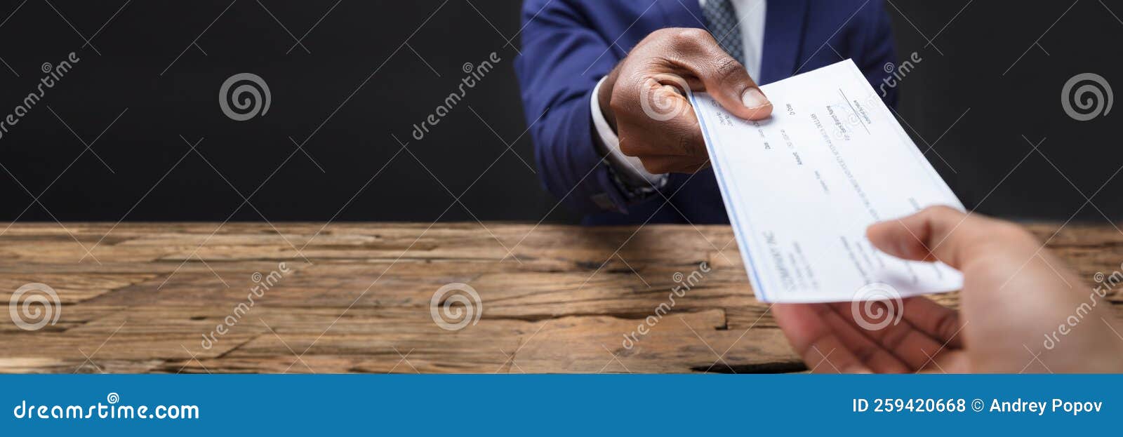 Giving Payroll Cheque stock photo. Image of hand, space - 259420668