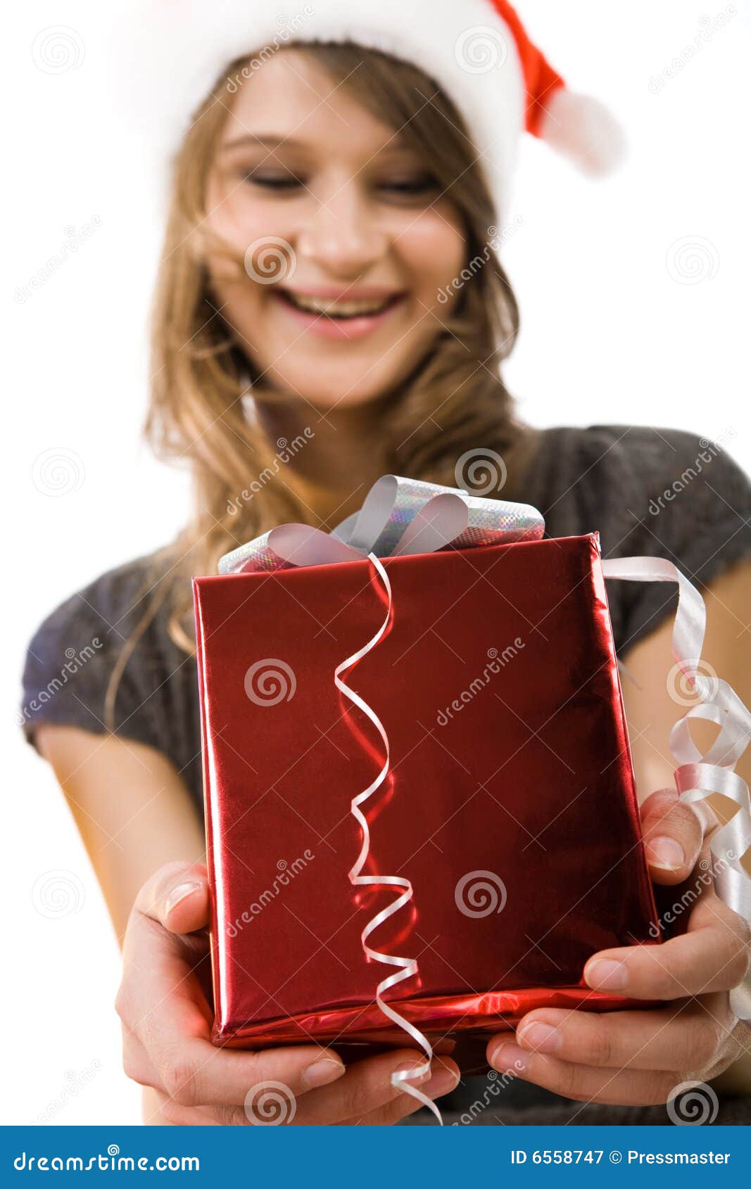 Giving a present stock image. Image of human, december - 6558747