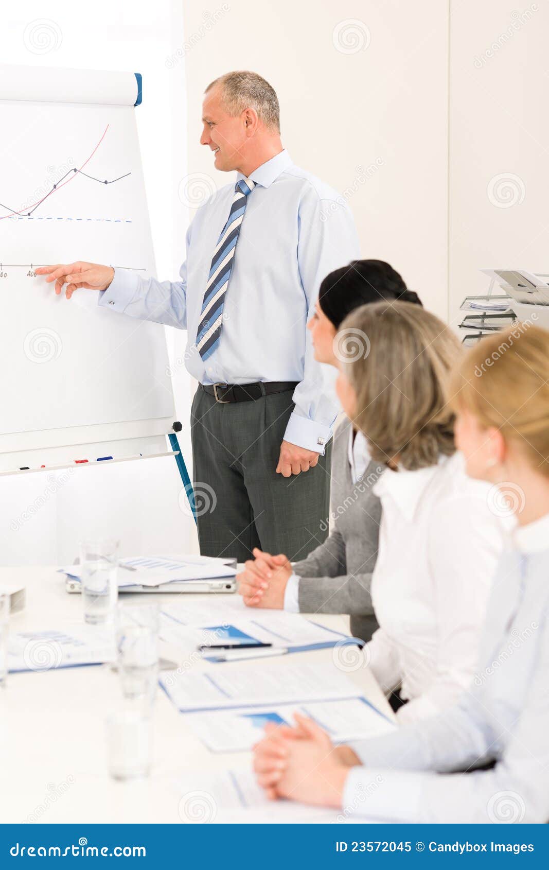 Giving Presentation Businessman Point Flip-chart Stock Image - Image of ...