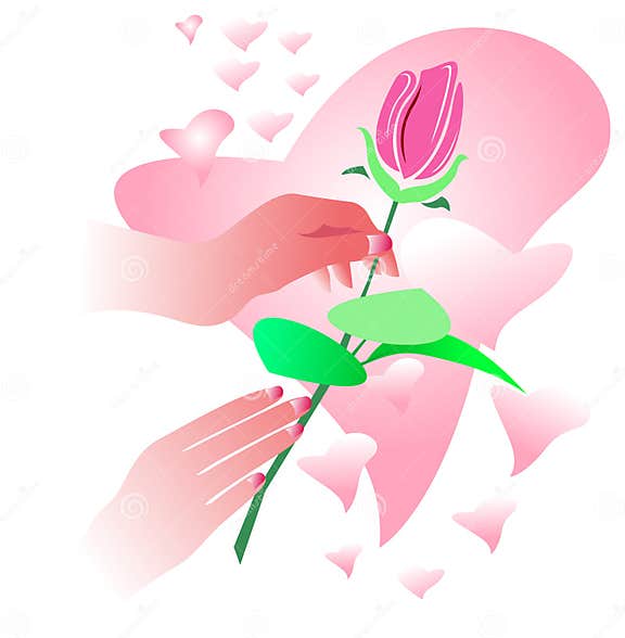 Giving rose stock vector. Illustration of hands, happy - 20000243