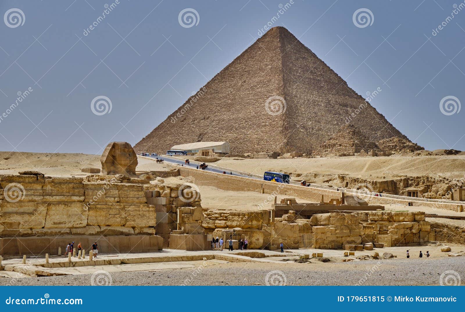 Giza Plateau with the Great Sphinx and Giza Pyramid Complex Stock Image ...