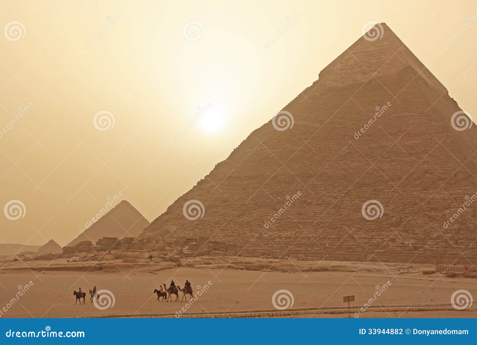 Giza Plateau in a Sand Storm, Cairo Stock Photo - Image of cheops ...