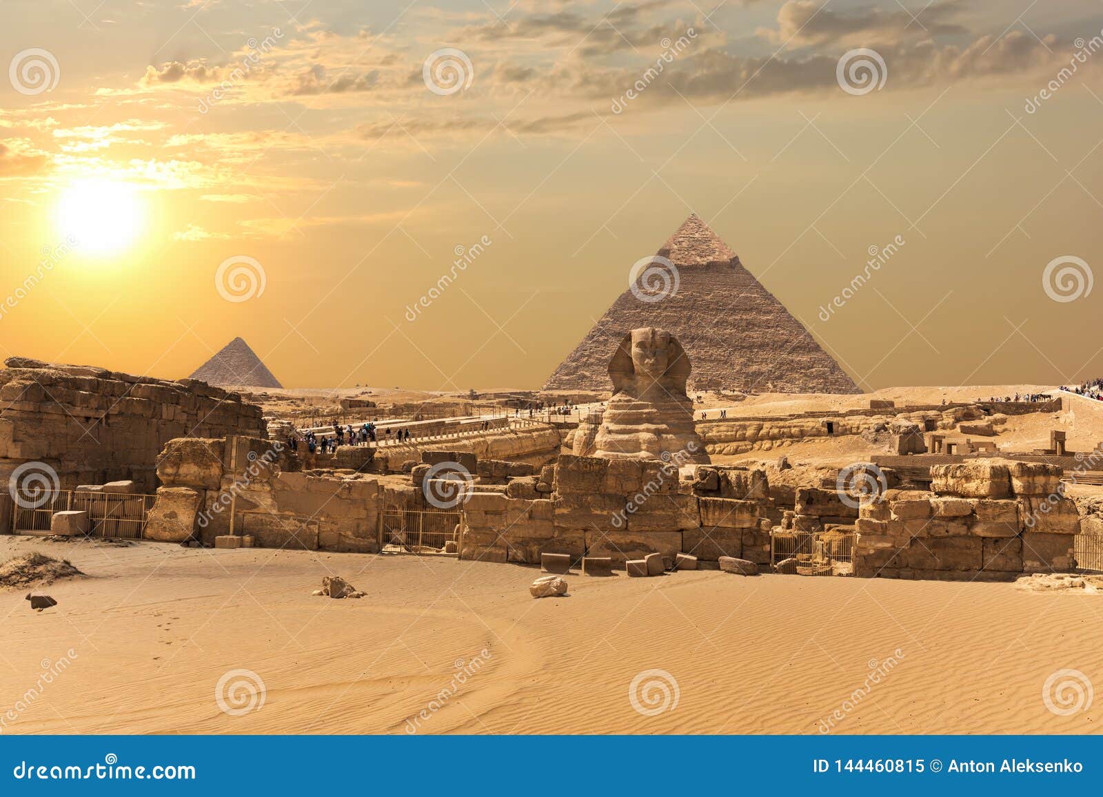 The Giza Pyramid Complex, View on the Great Sphinx, Egypt Stock Image ...