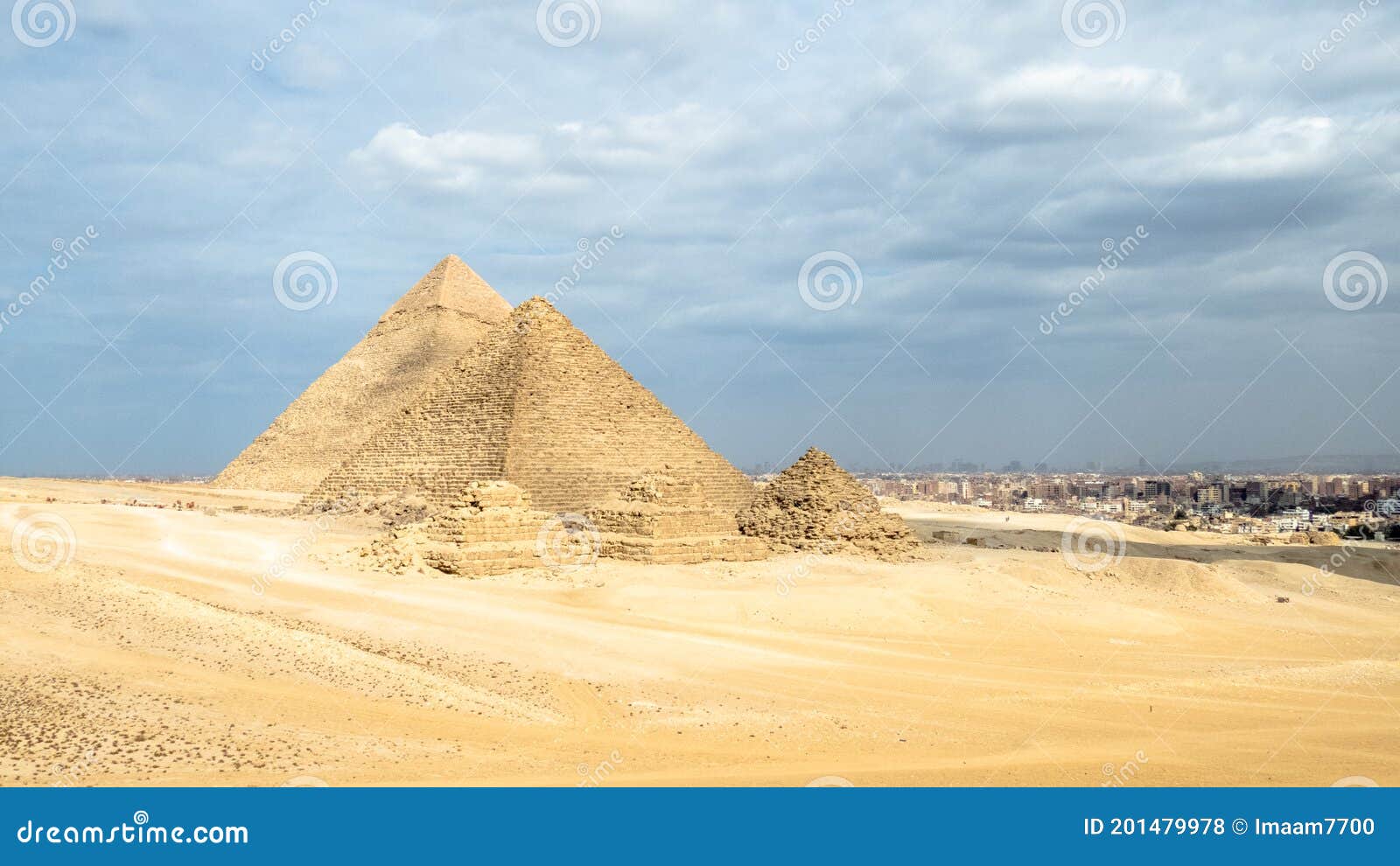 Giza Pyramids Landscape. Historical Egypt Pyramids Stock Photo - Image ...