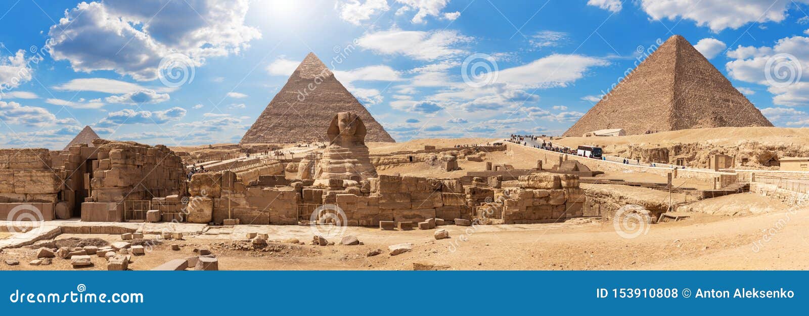 Giza Pyramids and the Sphinx, Beautiful Egyptian Panorama Stock Photo ...