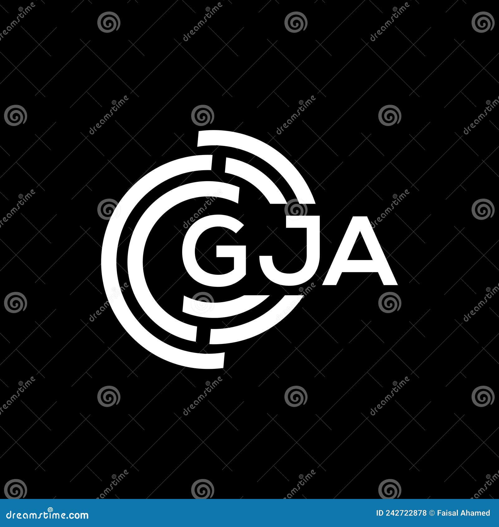 GJA Letter Logo Design on Black Background. GJA Creative Initials ...