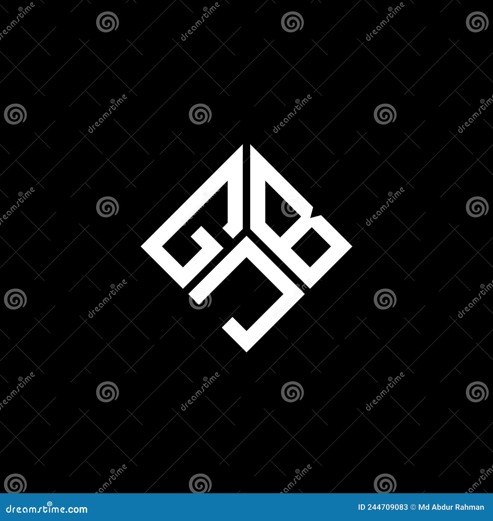 GJB Letter Logo Design on Black Background. GJB Creative Initials ...