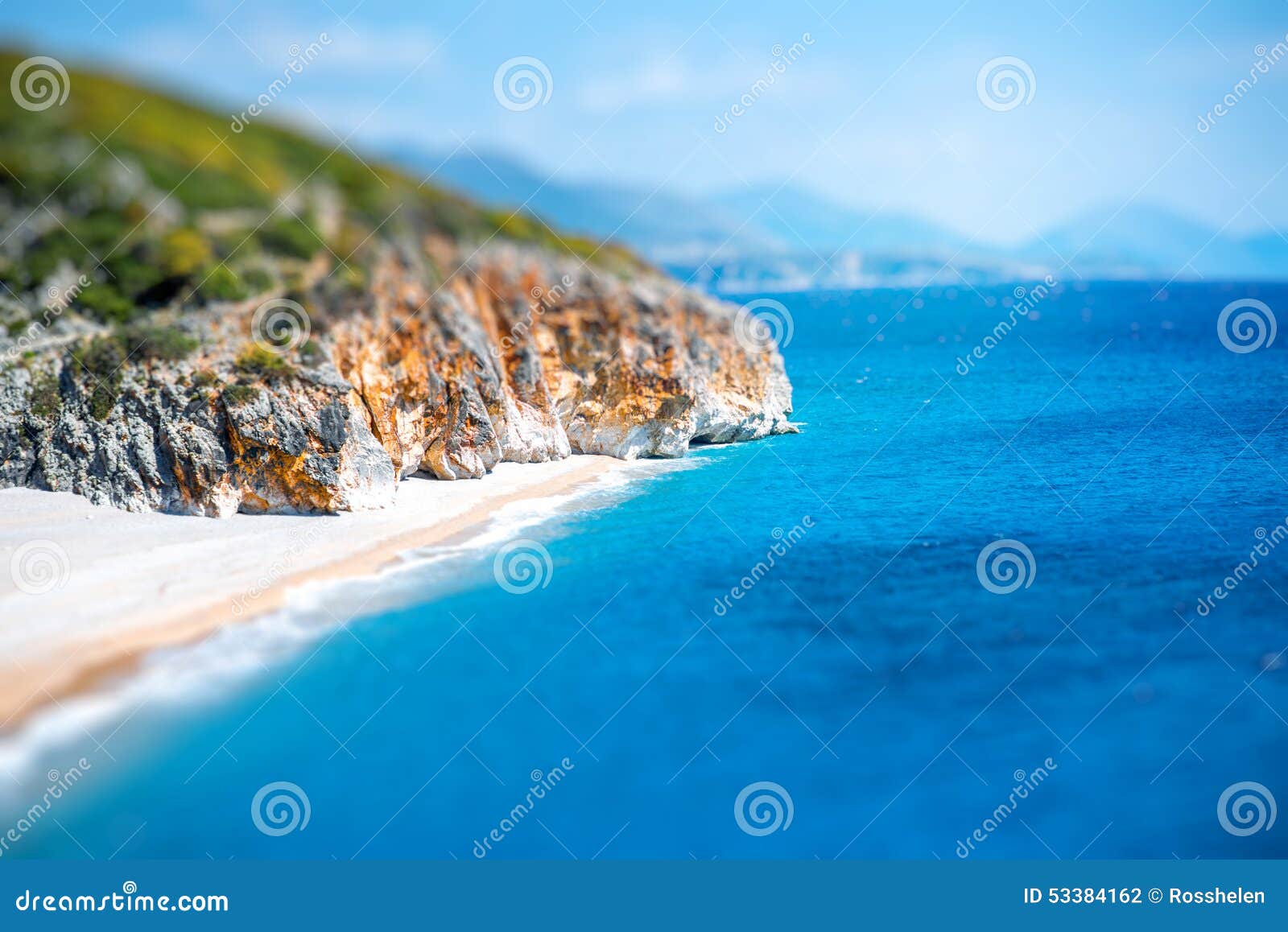 Gjipe beach stock photo. Image of light, sunny, riverbed - 53384162