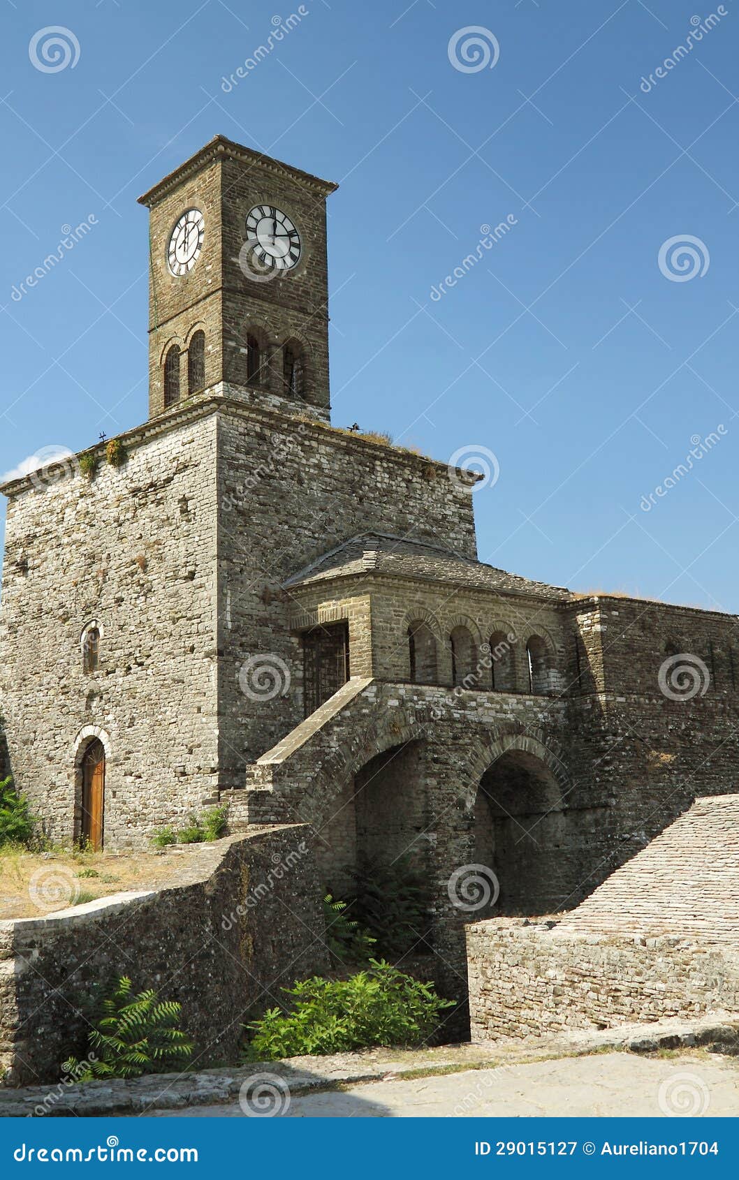 Gjirokaster Citadel, Clock Tower Stock Image - Image of cityscape ...
