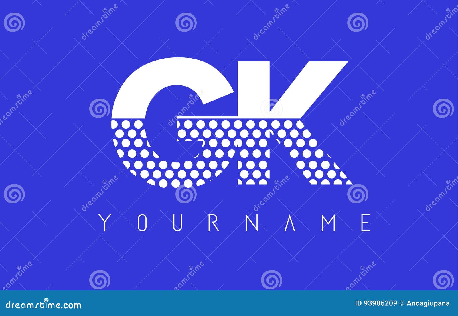 GK G K Dotted Letter Logo Design with Blue Background. Stock Vector ...
