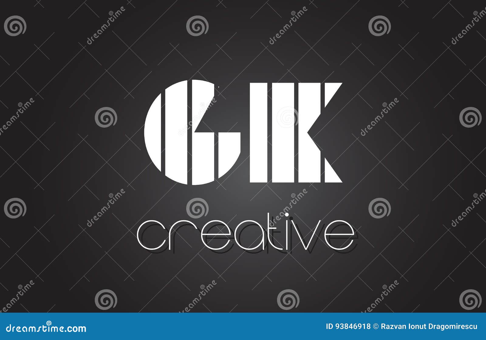 GK G K Letter Logo Design with White and Black Lines. Stock Vector ...