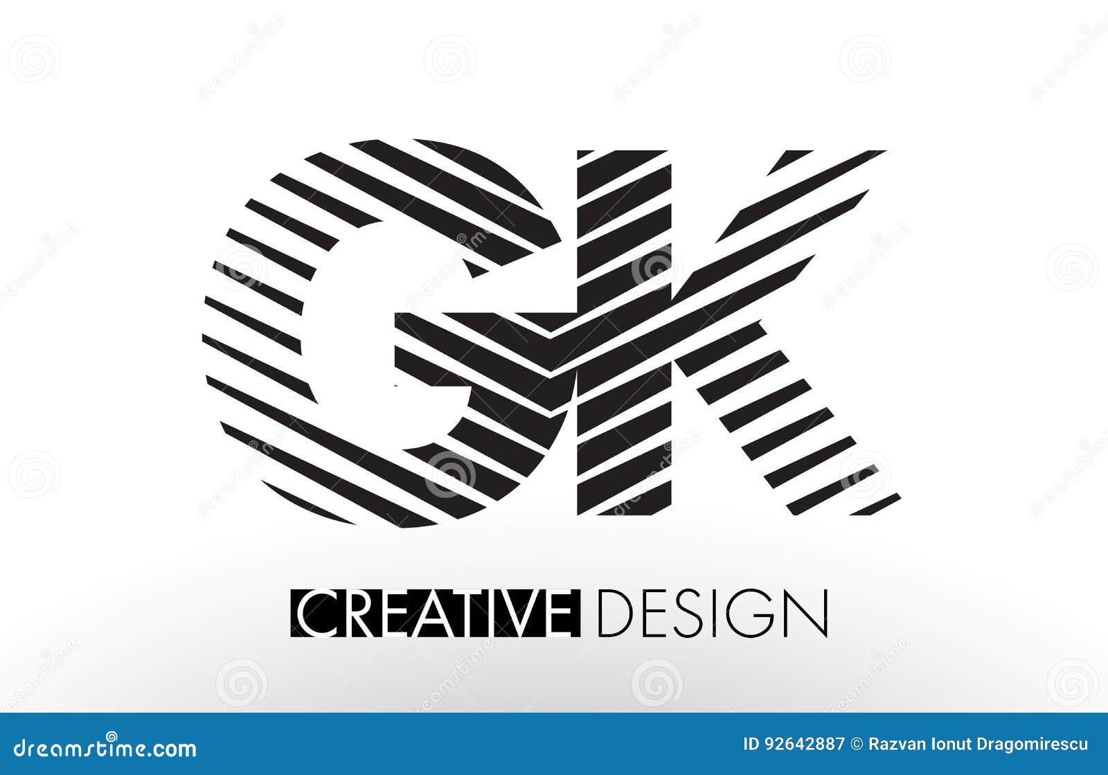 GK G K Lines Letter Design with Creative Elegant Zebra Stock Vector ...