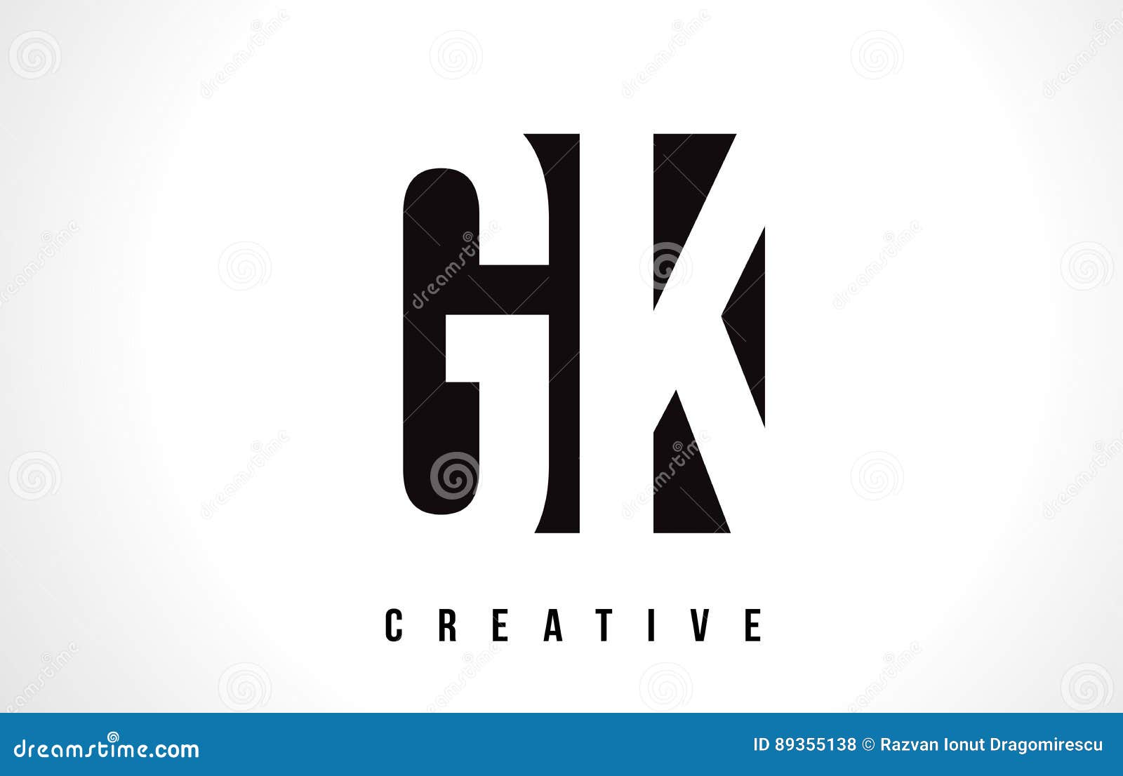 GK G K White Letter Logo Design with Black Square. Stock Vector ...