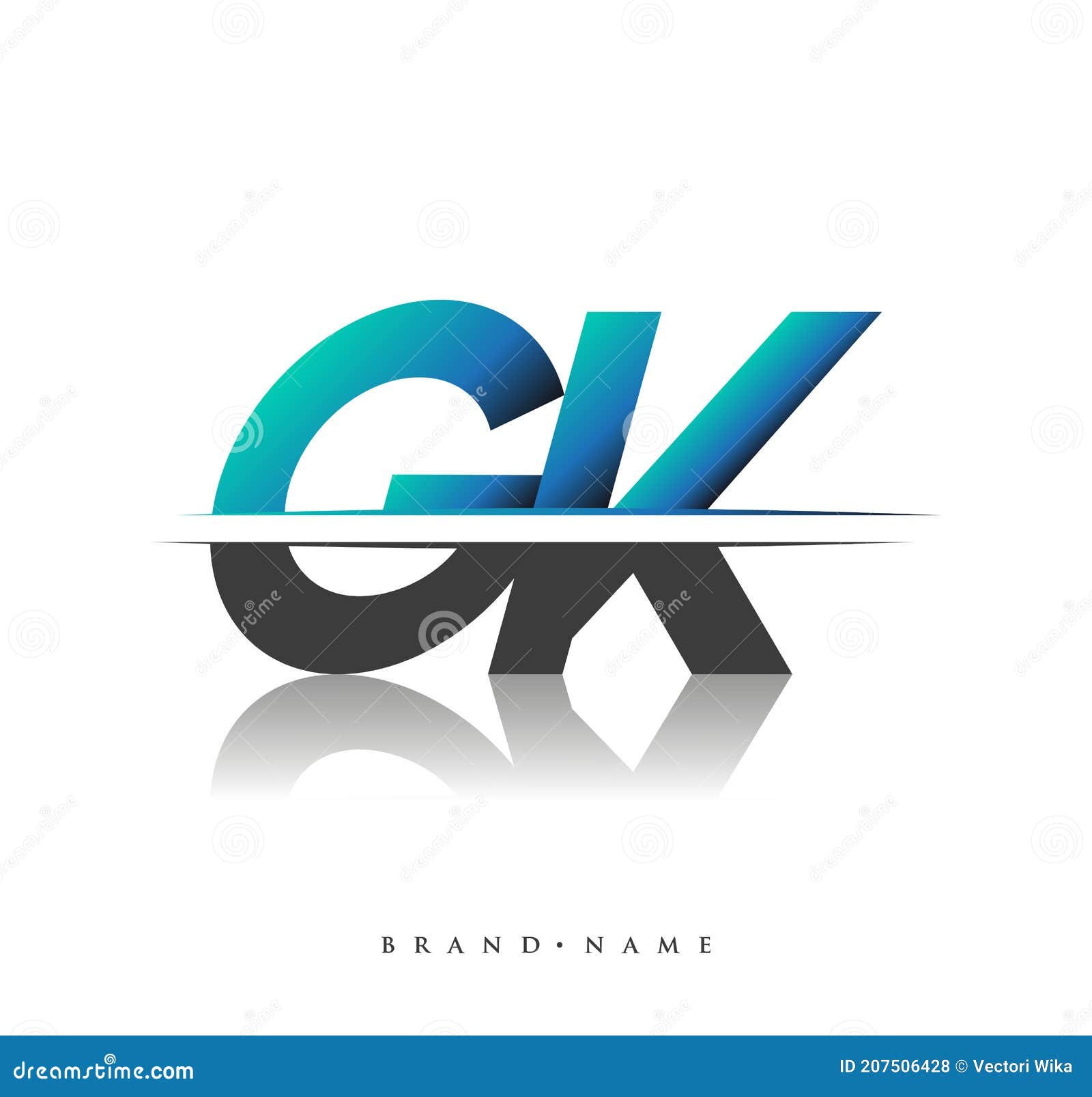 GK Initial Logo Company Name Colored Black and Blue, Simple and Modern ...