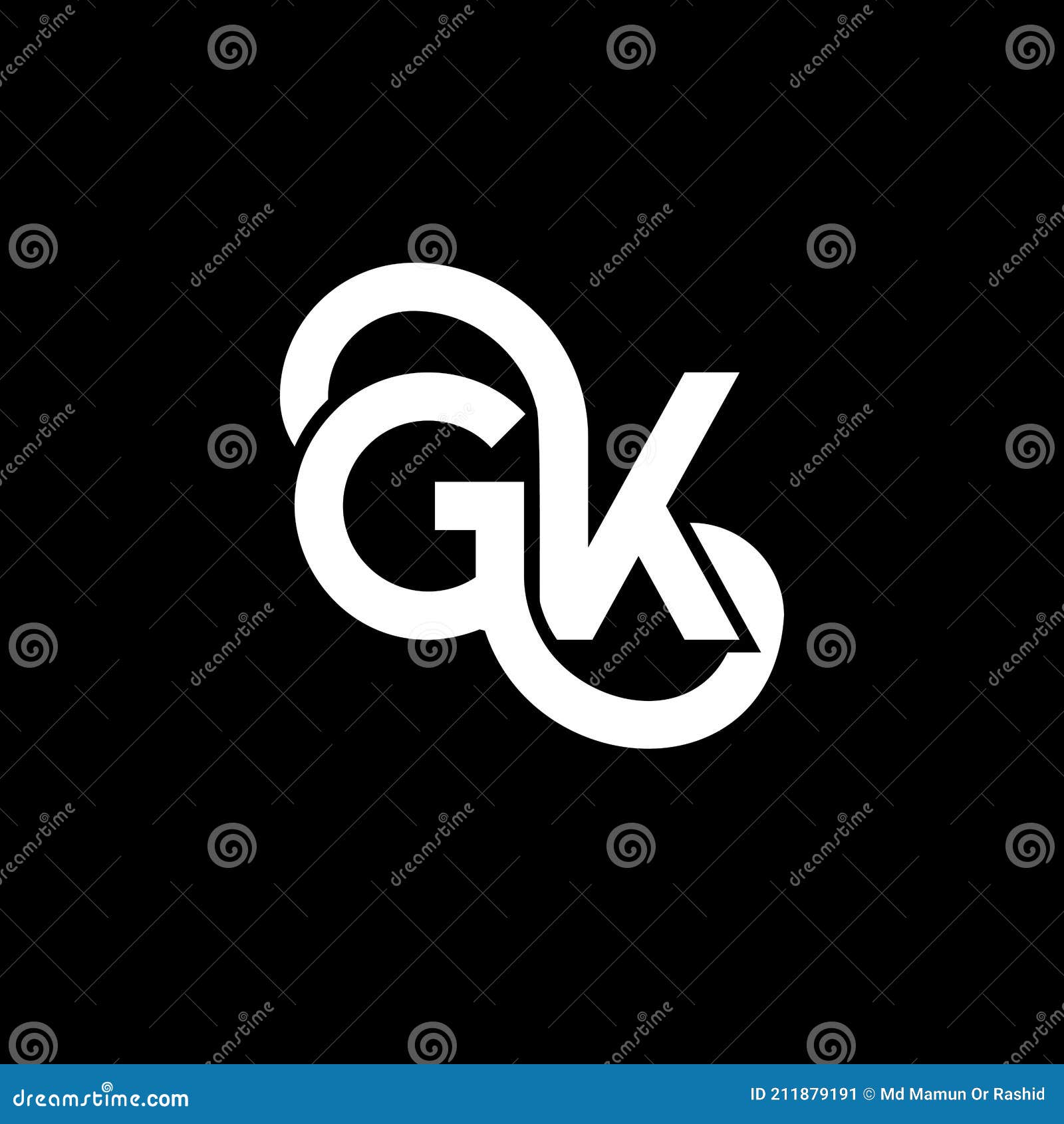 GK Letter Logo Design on Black Background. GK Creative Initials Letter ...
