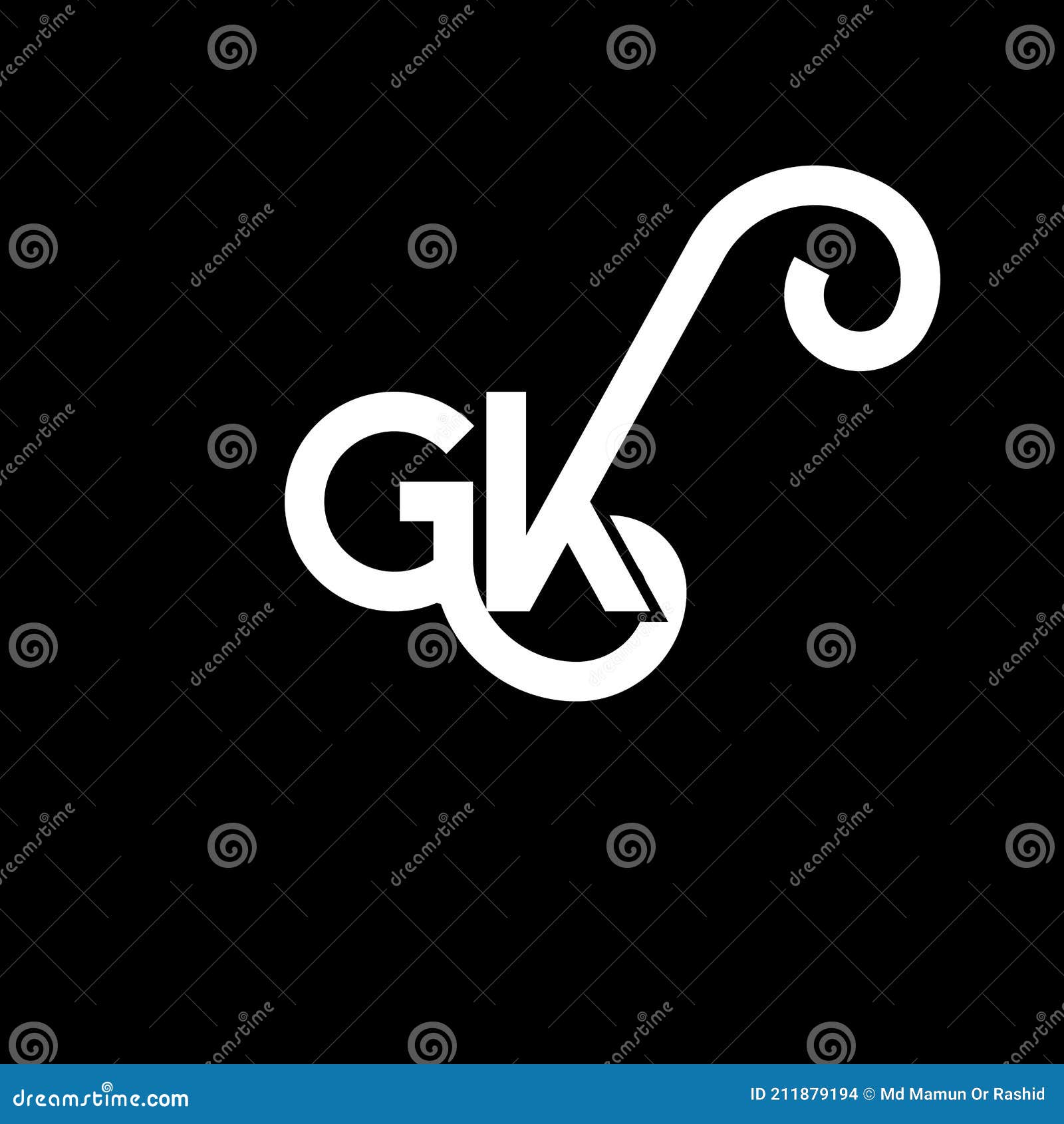 GK Letter Logo Design on Black Background. GK Creative Initials Letter ...