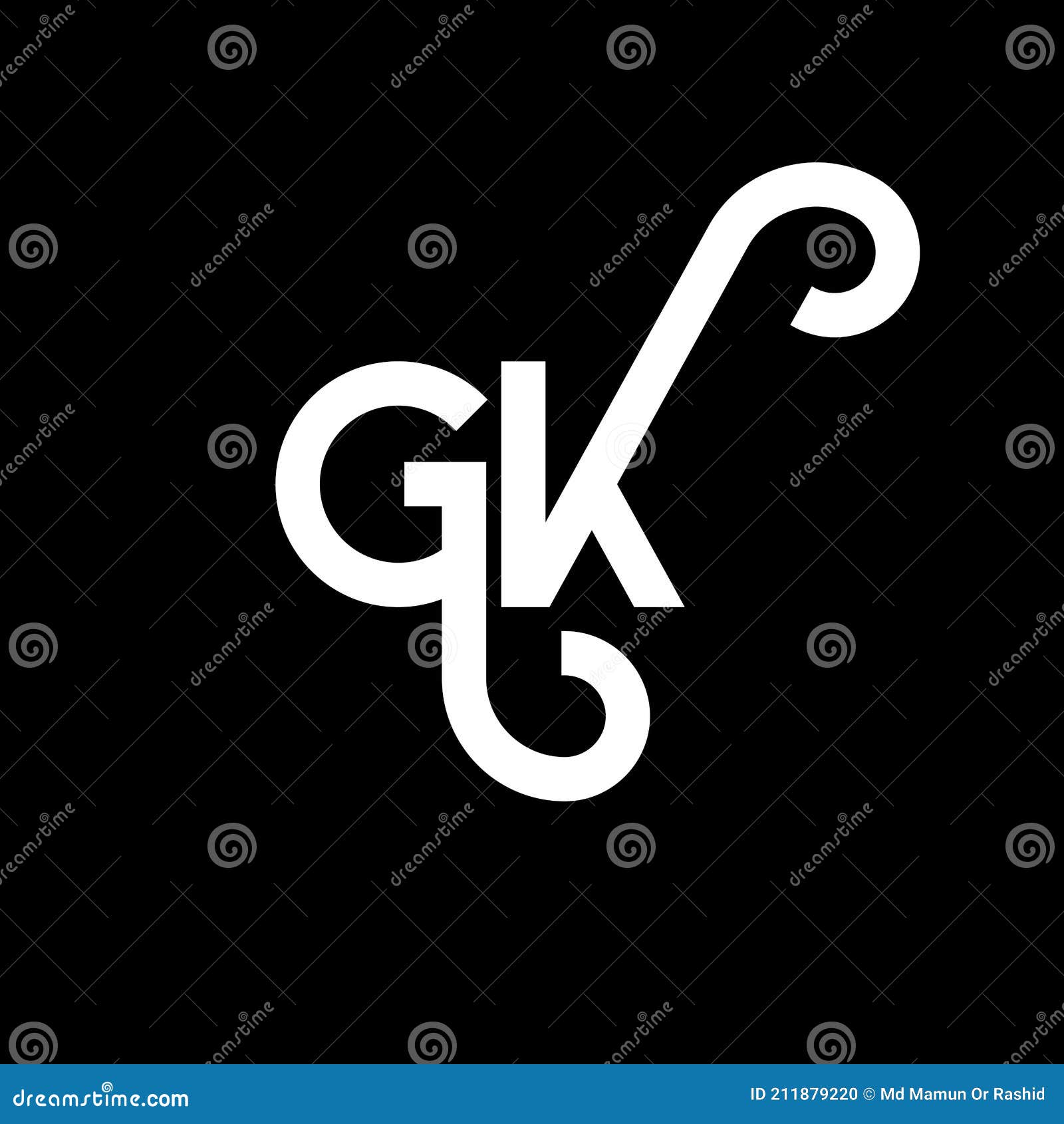 GK Letter Logo Design on Black Background. GK Creative Initials Letter ...