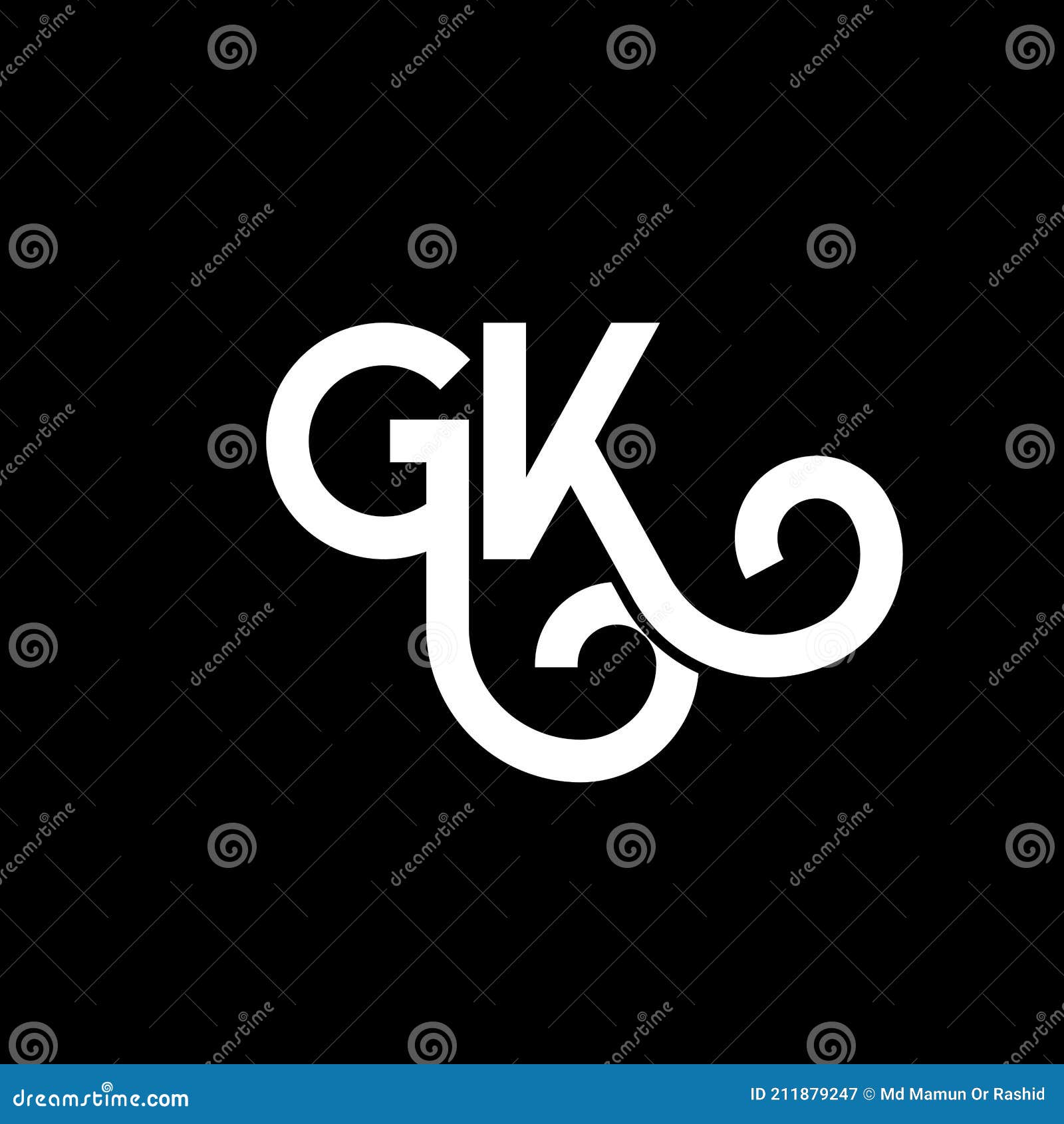 GK Letter Logo Design on Black Background. GK Creative Initials Letter ...