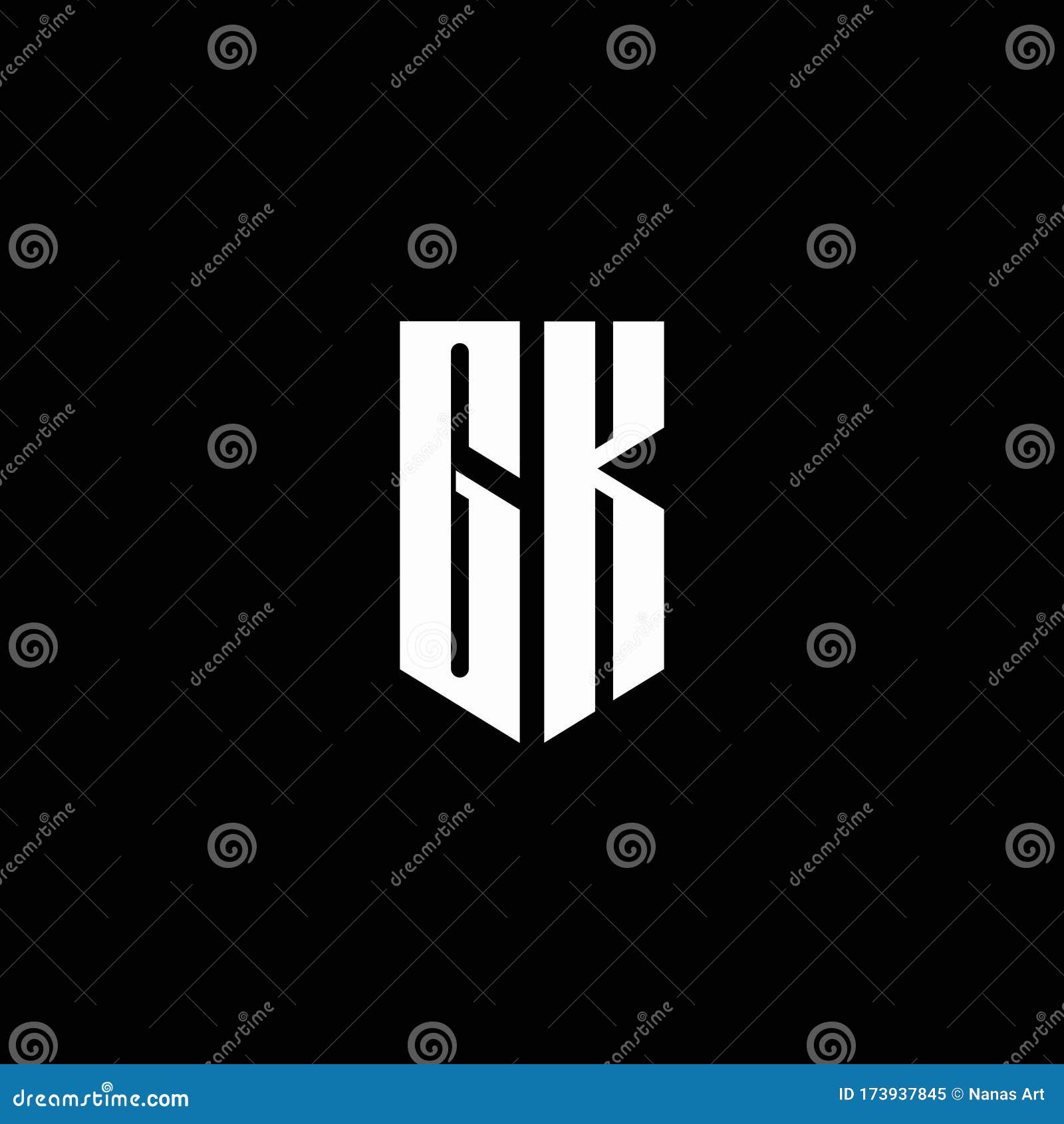 GK Logo Monogram with Emblem Style Isolated on Black Background Stock ...