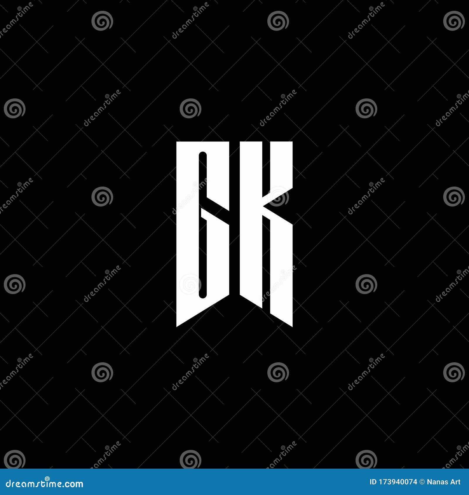 GK Logo Monogram with Emblem Style Isolated on Black Background Stock ...