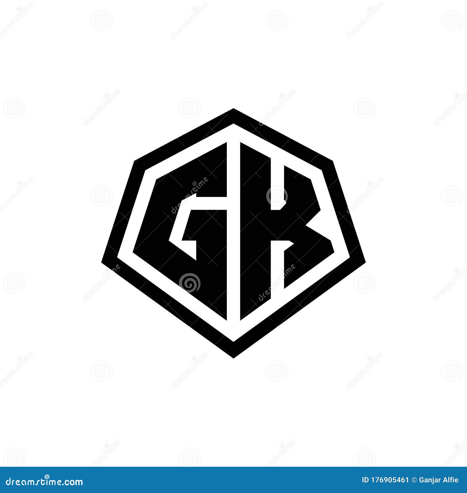 GK Monogram Logo with Hexagon Shape and Line Rounded Style Design ...