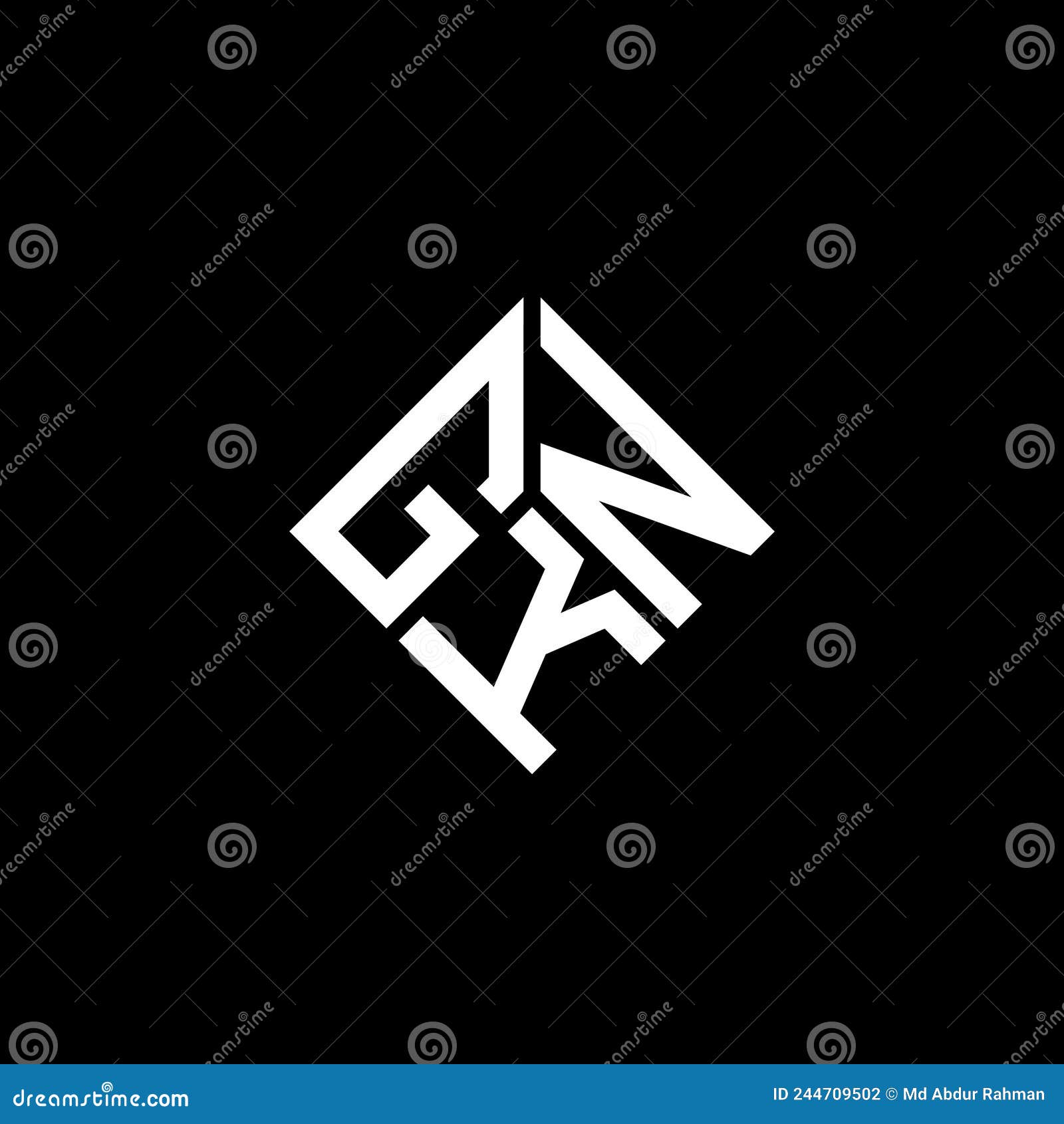 GKN Letter Logo Design on Black Background. GKN Creative Initials ...