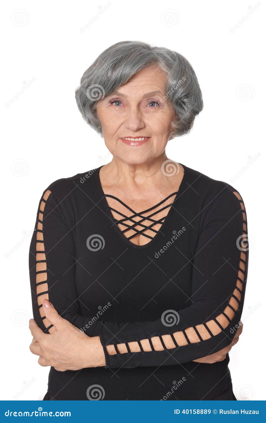 Glückliche ältere Dame stockbild. Bild von lächeln, frau - 40158889