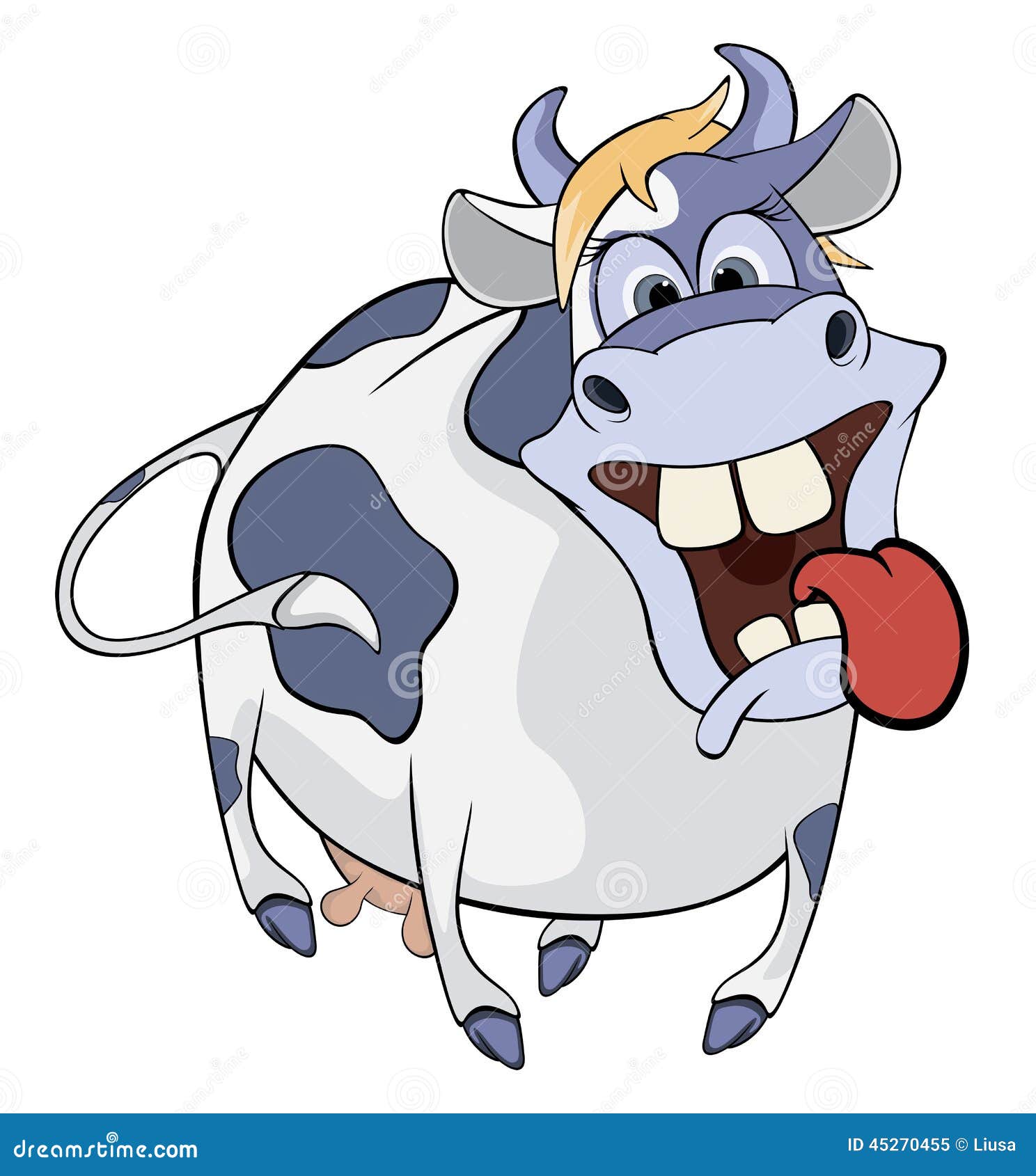 Glückliche Blaue Kuh Karikatur Vektor Abbildung - Illustration von ...