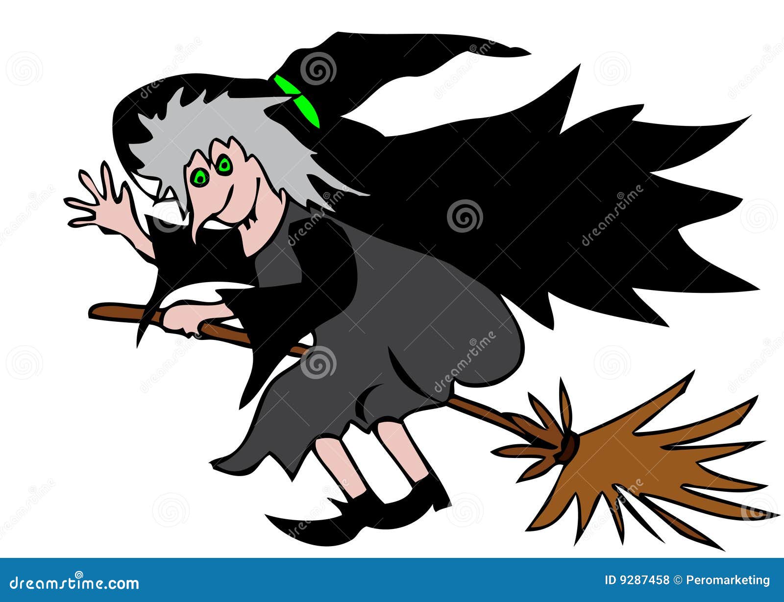 Glückliche Hexe Auf Broomstick Vektor Abbildung - Illustration von ...