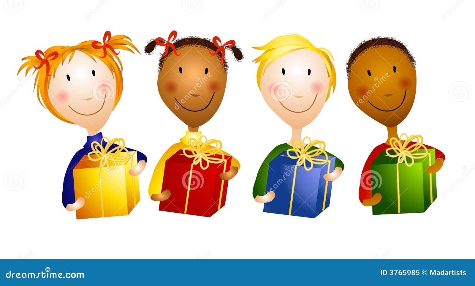 Glückliche Junge Kinder, Die Geschenke Anhalten Stock Abbildung ...