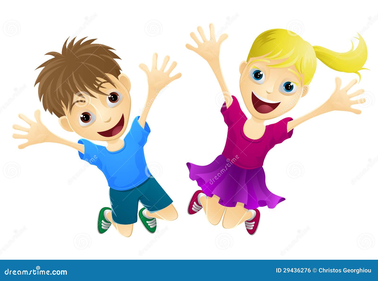 Glückliche Kinder, Die in Die Luft Springen Vektor Abbildung ...