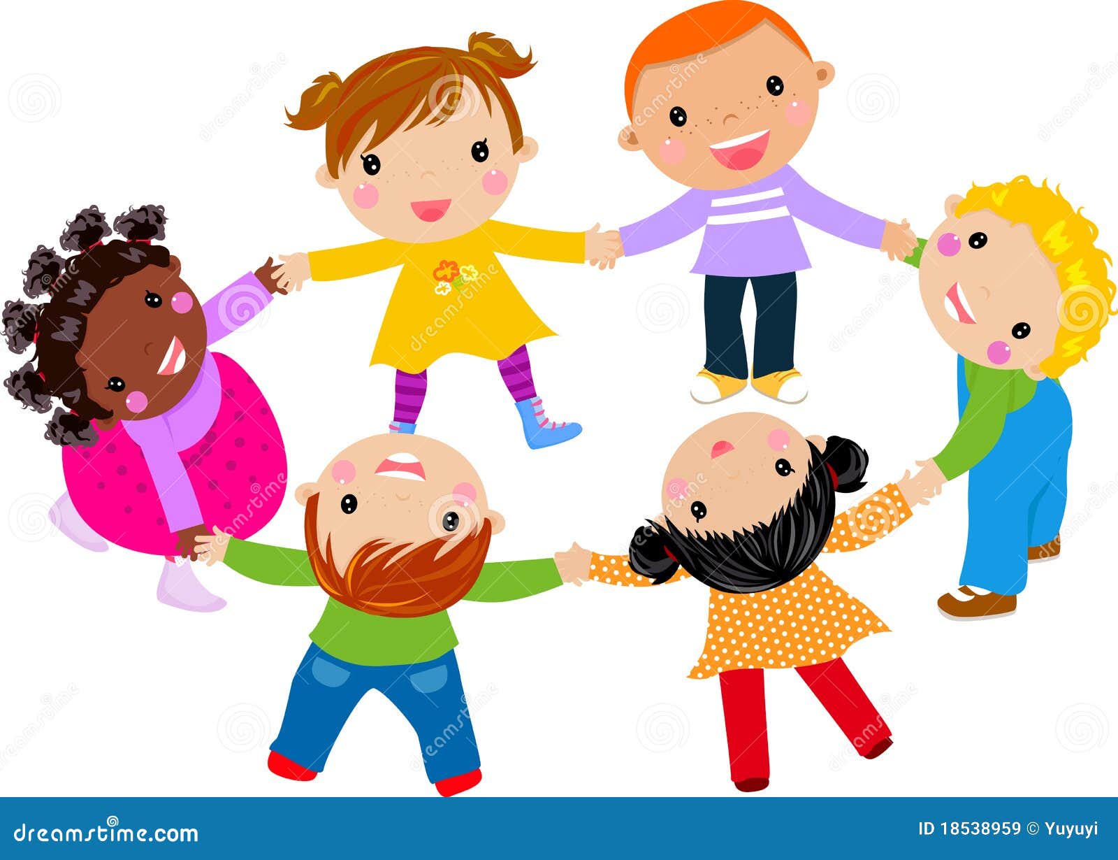 Glückliche Kinder Hand in Hand Herum Vektor Abbildung - Illustration ...