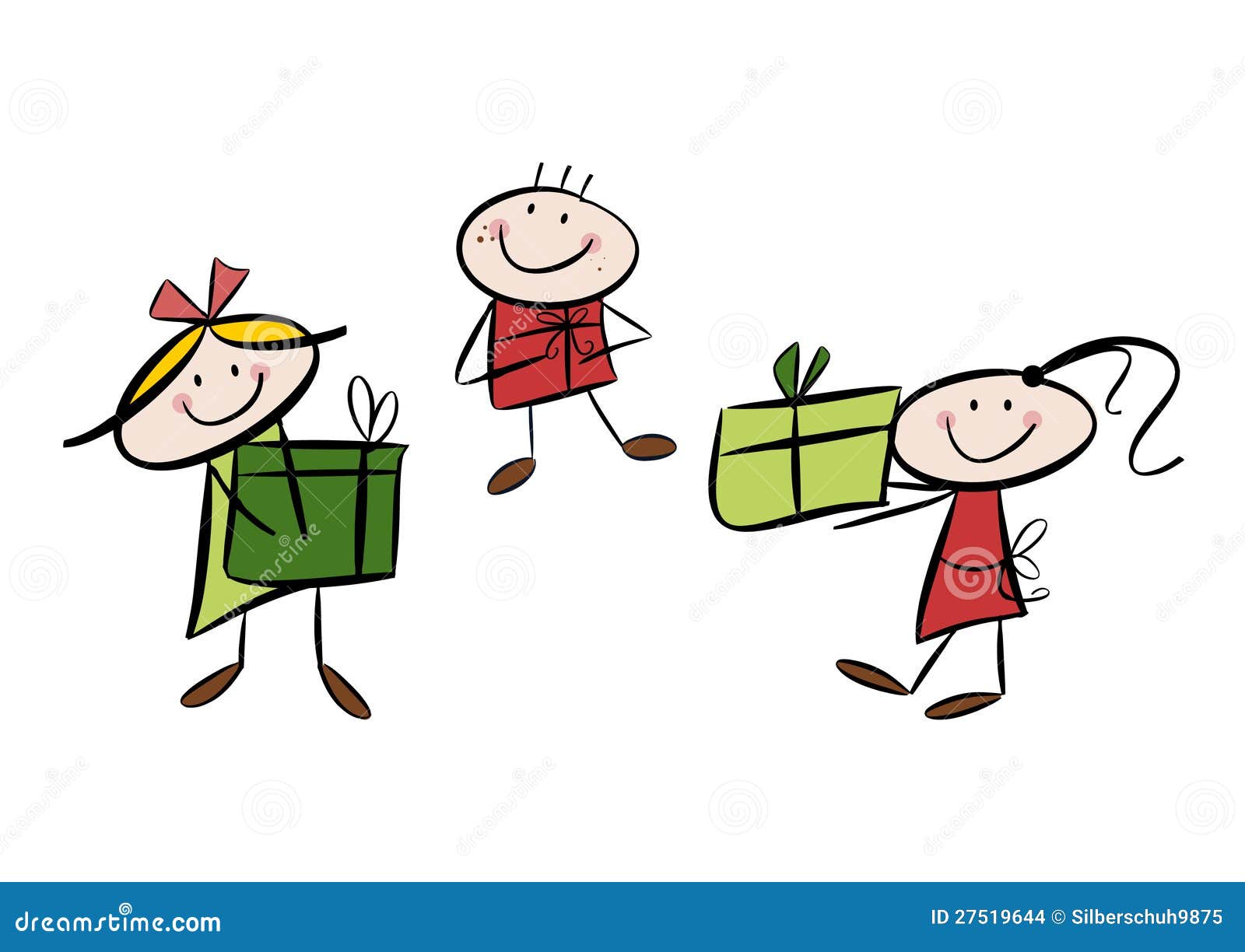 Glückliche Kinder Mit Geschenken Vektor Abbildung - Illustration von ...