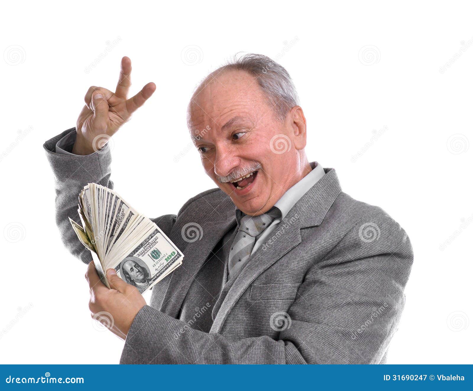 Glücklicher Alter Mann Mit Geld Stockbild - Bild von mode, bargeld ...