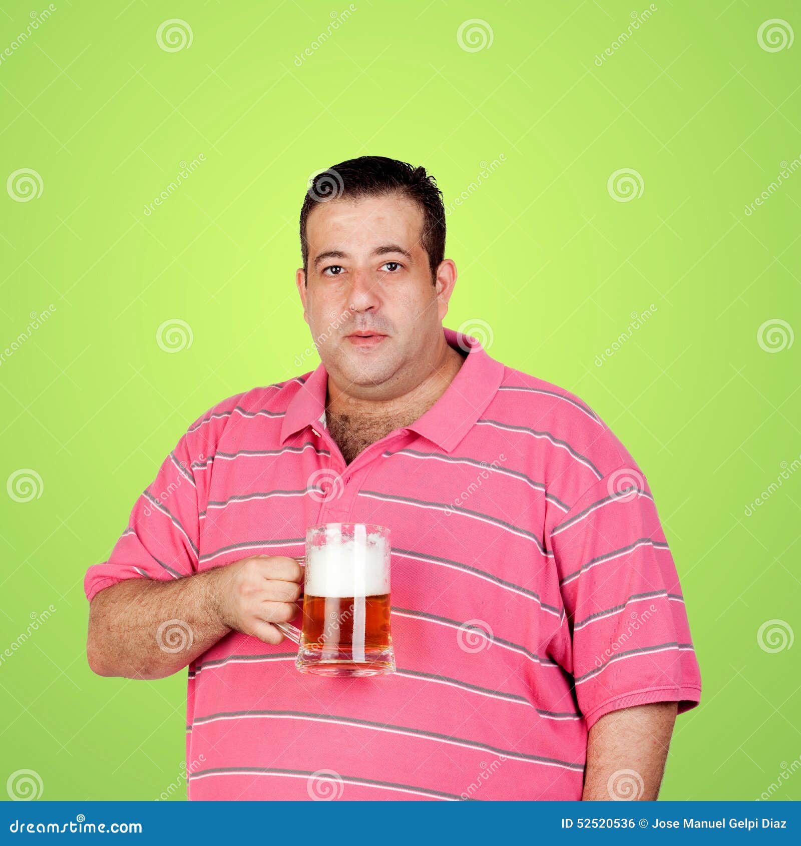 Glücklicher Dicker Mann, Der Ein Bier Trinkt Stockfoto - Bild von ...