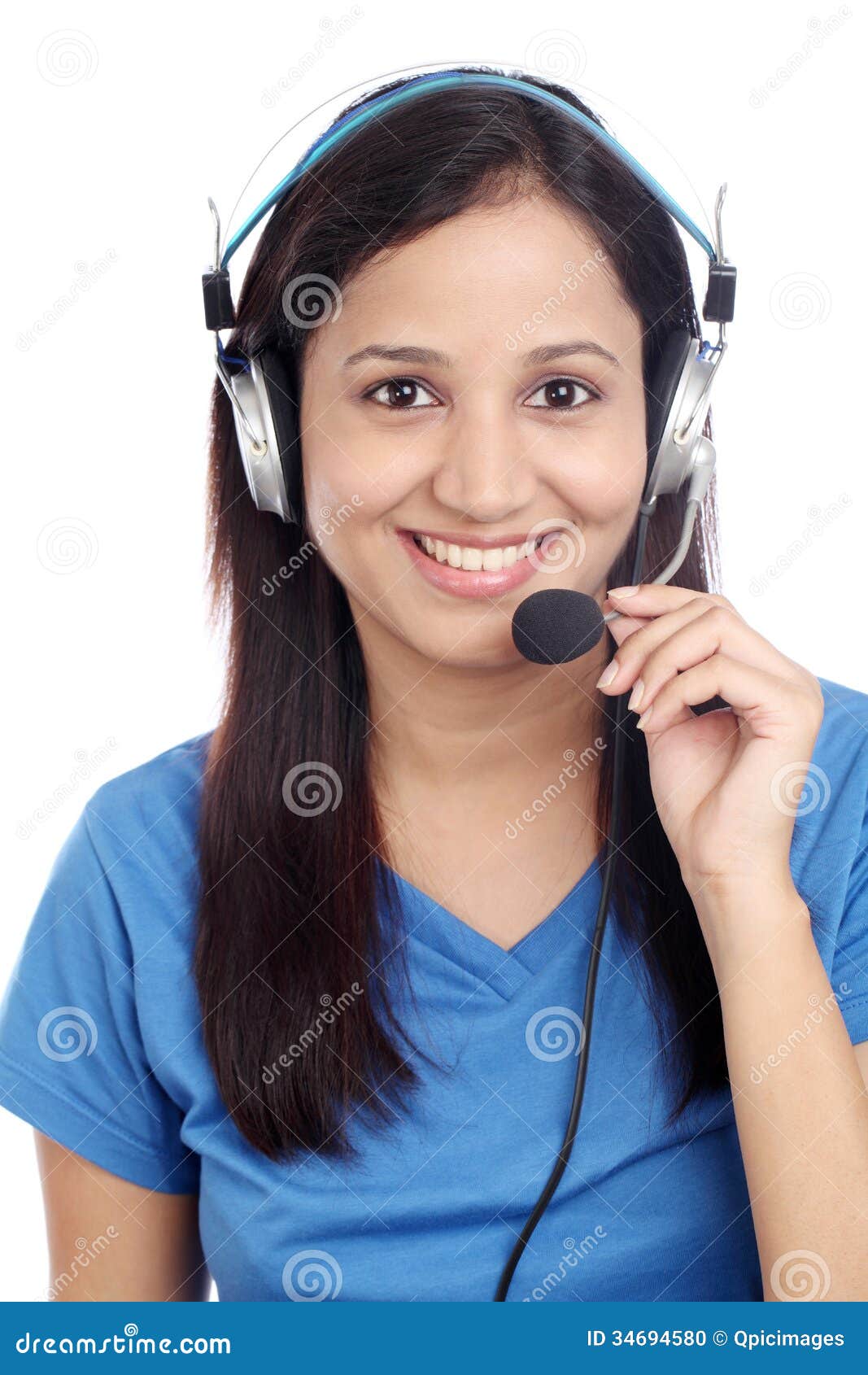 Glücklicher Junger Indischer Call-Center Stockfoto - Bild von ...