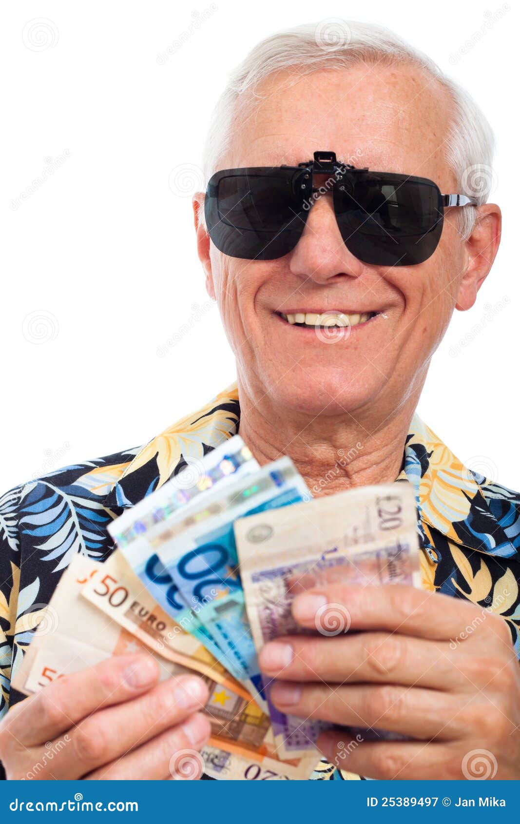 Glücklicher Reicher älterer Mann Mit Geld Stockbild - Bild von lustig ...