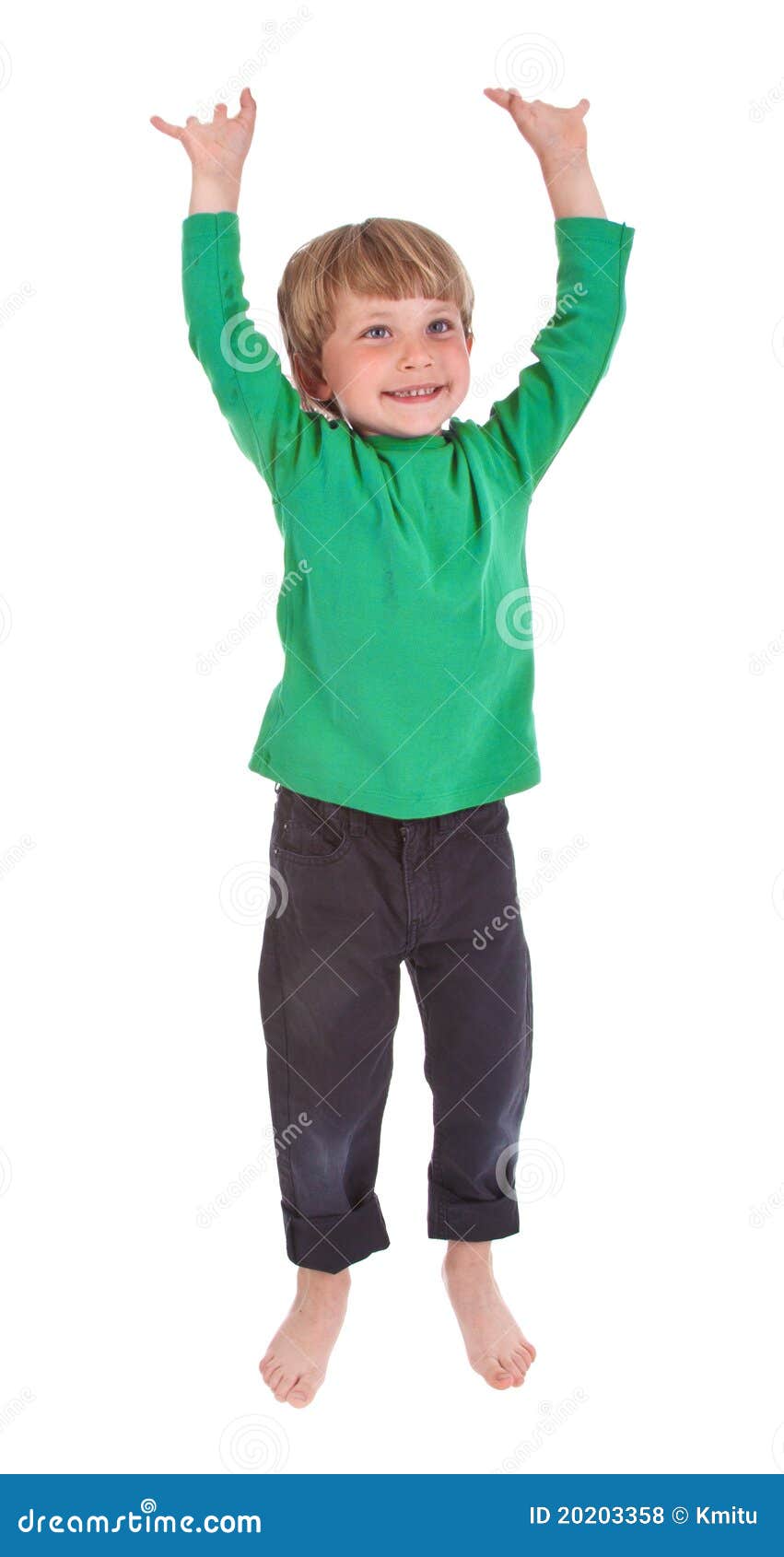 Glücklicher Springender Junge Stockfoto - Bild von aktiv, freundlich ...