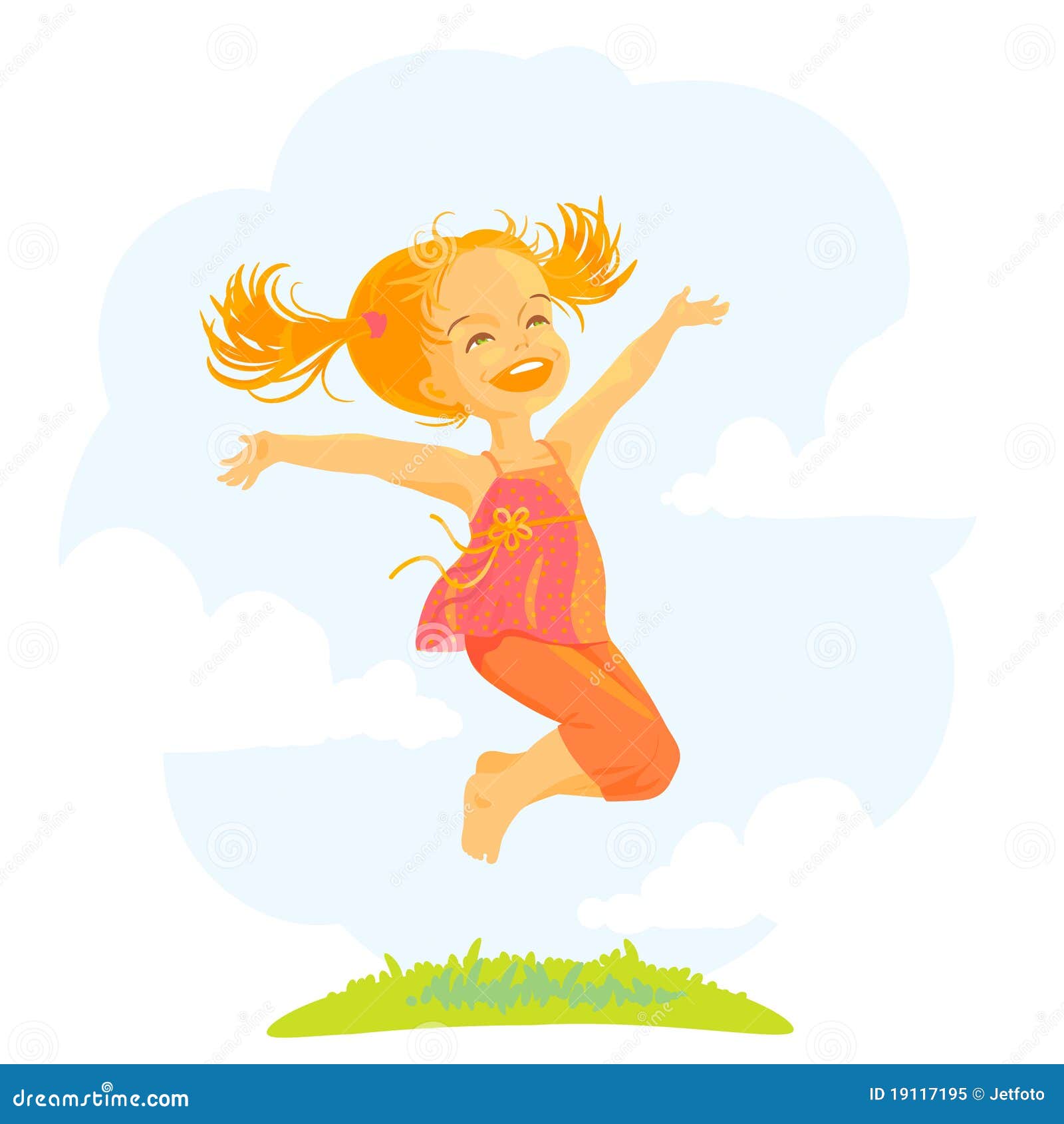 Glückliches Kleines Springendes Mädchen Vektor Abbildung - Illustration ...