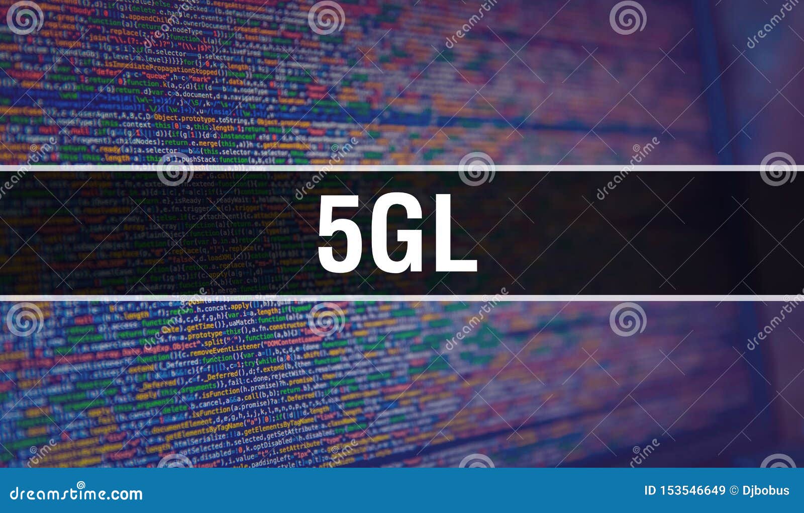 5GL with Binary Code Digital Technology Background. Abstract Background with Program Code and ...