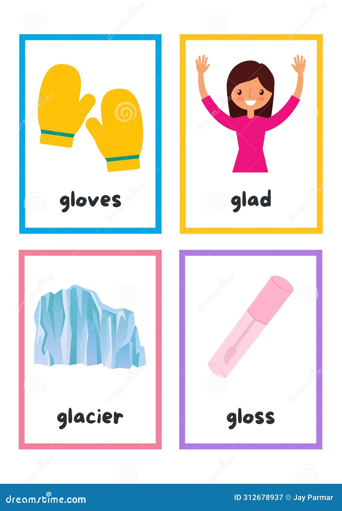 Gl Consonant Blend Flashcards - 2 Stock Illustration - Illustration of ...