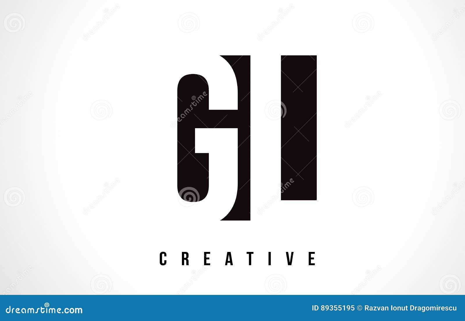 GL G L White Letter Logo Design with Black Square. Stock Vector ...