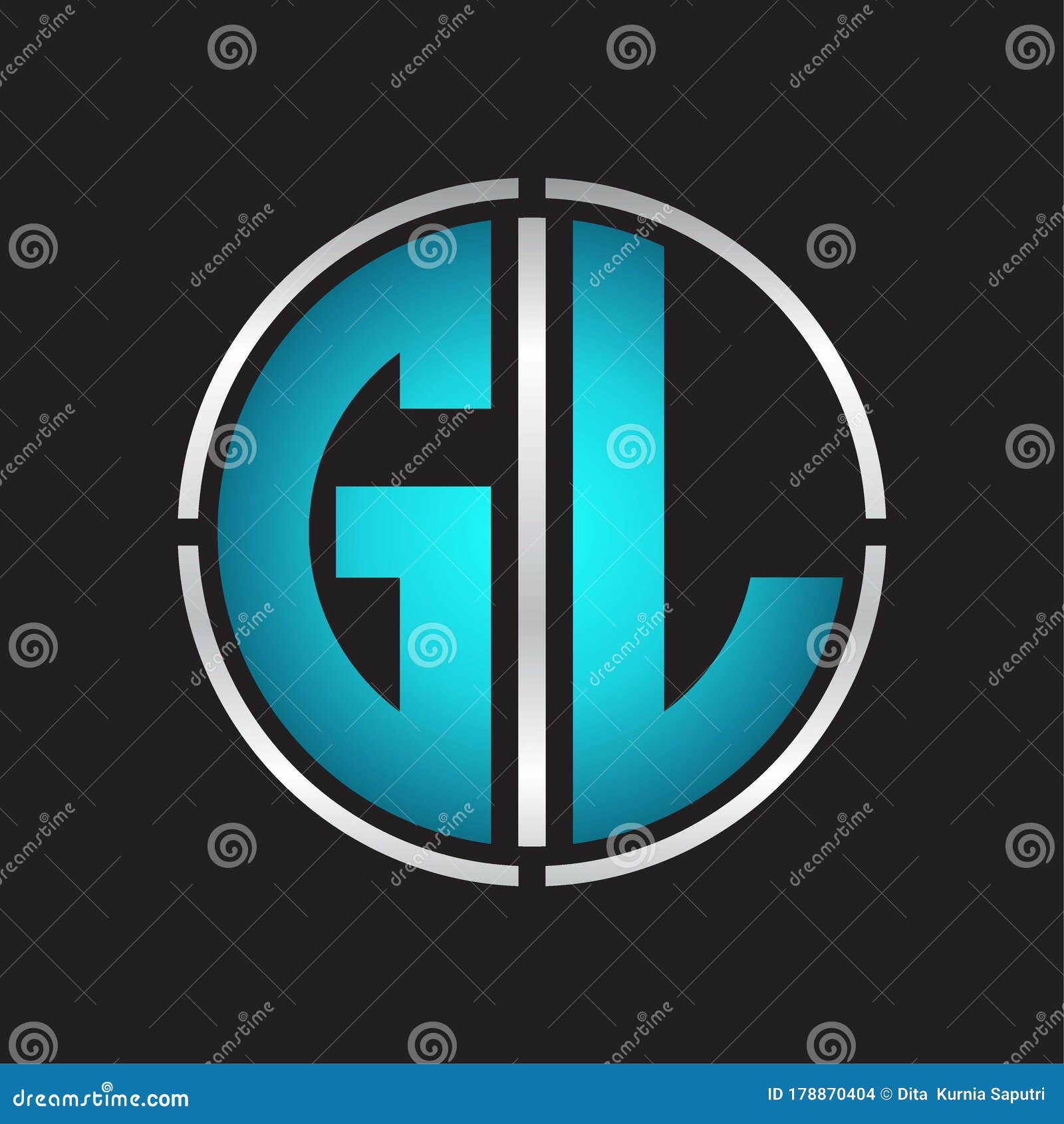GL Logo Initial with Circle Line Cut Design Template on Blue Colors ...